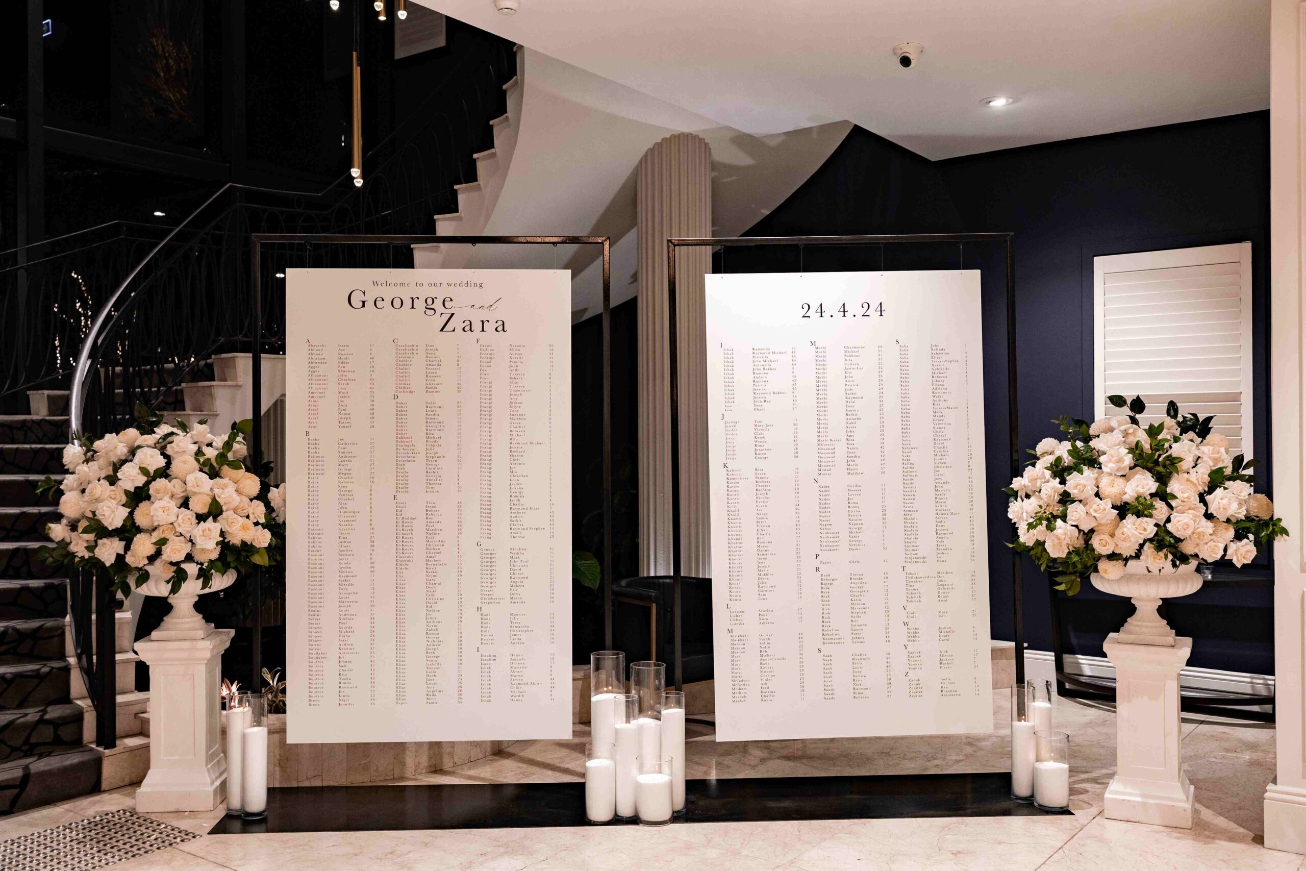 Hanging Seating Plan - Harbourside Decorators