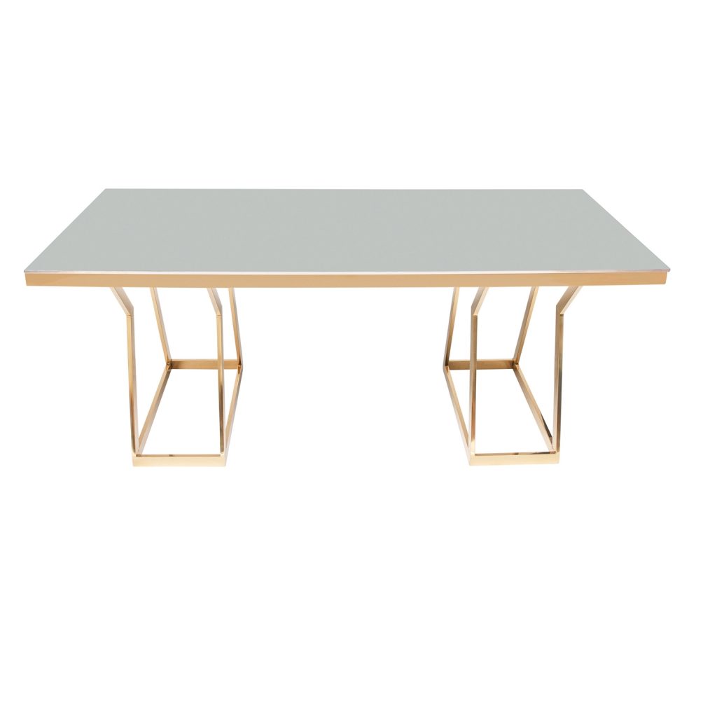 Gold Geo Table with Mirror Top 1.8m x 75cm - Harbourside Decorators